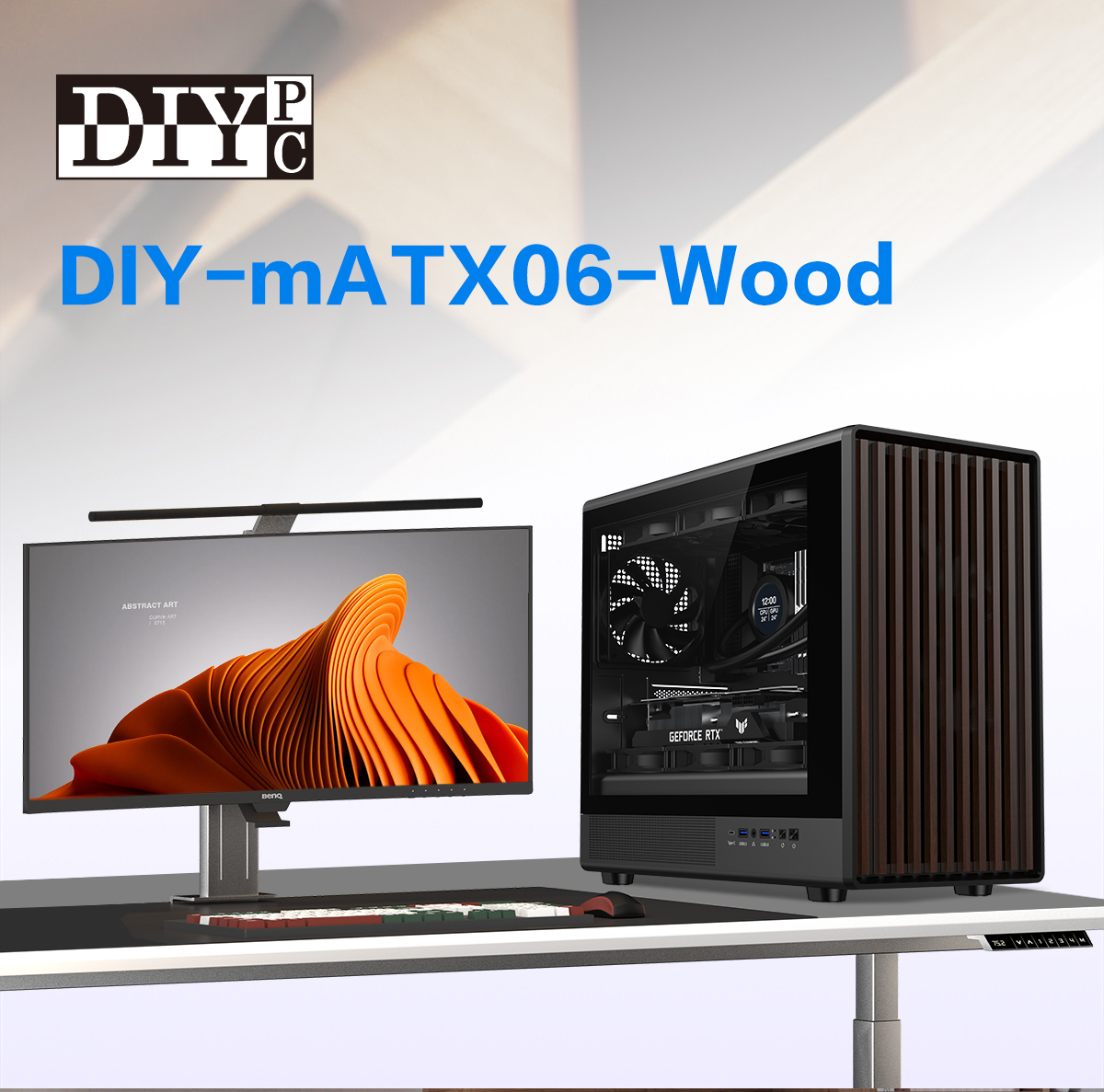 DIYPC DIY-mATX06-Wood Black USB3.0 /Type C Micro ATX Mid Tower Gaming Computer Case w/ Tempered ...